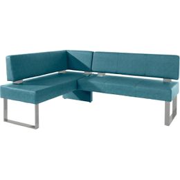 Eckbank Home Affaire "Rab", blau (petrol (argentina 1119), silberfarben), B:200cm H:88cm T:160cm, Polyester, Sitzbänke, in 2 Breiten (180 oder 200 cm), Bezug in verschiedenen Qualitäten
