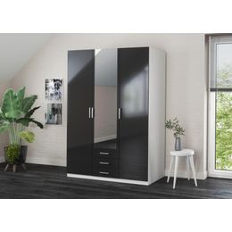 Kleiderschrank Priess "Amsterdam" Schränke Gr. B/H/T: 140 cm x 193 cm x 56 cm, ohne Beleuchtung, 3 St., schwarz-weiß (weiß, schwarz) mit oder ohne LED-Beleuchtung