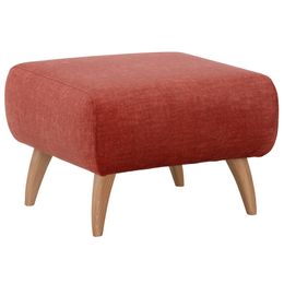 Hocker Home Affaire "Baggio" Gr. B/H/T: 63 cm x 45 cm x 63 cm, Veloursstoff, orange (koralle) Home Affaire mit Holzfüßen