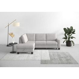 Ecksofa Home Affaire "Summer L-Form", silber, B:236cm H:91cm T:170cm, 95% Polyester, 5% Polyamid, Sofas, Ecksofa, mit Ottomane, mit oder ohne Bettfunktion und Bettkasten, Cord-Bezug