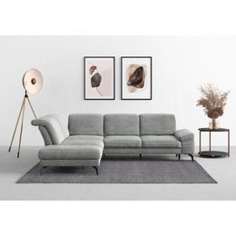 Sit & More Ecksofa SIT & MORE "Cabana L-Form", silber, B:303cm H:84cm T:244cm, 100% Polyester, Sofas, Ecksofa, Ottomane, wahlweise mit Sitztiefen-,Armlehnen- und Kopfteilfunktion