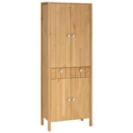 Hochschrank Home Affaire "Tina" Schränke Gr. B/H/T: 57 cm x 170 cm x 28 cm, 4 St., beige (natur) Badmöbel, Schrank, Breite 57 cm, Massivholz