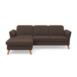 Sit & More Ecksofa SIT & MORE "Romero L-Form", braun (dunkelbraun), B:245cm H:91cm T:178cm, 100% Polyester, Sofas, Ecksofa, wahlweise mit oder ohne Relax-Funktion, Bettfunktion, Bettkasten