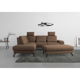 Sit & More Ecksofa SIT & MORE "Cinturo L-Form", braun, B:260cm H:88cm T:226cm, Sofas, Ecksofa, inklusive Sitztiefenverstellung und Federkern, Sitzh&ouml;he 45 cm