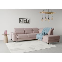 Sit & More Ecksofa SIT & MORE "Sinatra L-Form", lila (flieder), B:251cm H:85cm T:220cm, 90% Polyester, 10% Polyamid, Sofas, Ecksofa, mit Ottomane, optional mit Kopfteilverstellung und Armteilfunktion