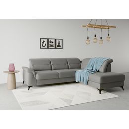 Sit & More Ecksofa SIT & MORE "Sinatra L-Form", grau (steel), B:251cm H:85cm T:220cm, 100% Polyester, Sofas, Ecksofa, mit Ottomane, optional mit Kopfteilverstellung und Armteilfunktion