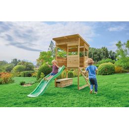 Spielhaus 50NRTH "»Holz Stelzenhaus, Wildnis«" Spielhäuser beige (natur) Kinder Spielhaus mit Rutsche, Natur