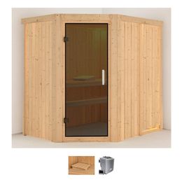 Karibu Sauna "Clara" Saunen ohne Ofen beige (naturbelassen)