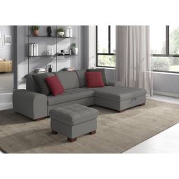 Sit & More Ecksofa SIT & MORE "Luxor L-Form", grau, B:275cm H:82cm T:173cm, Luxus-Microfaser ALTARA NUBUCK (100% Polyester);Soft clean (98% Polyester, 2% Polyamid);Struktur fein (100% Polyester), Sofas, Ecksofa, wahlweise mit Bettfunktion, Bettkasten und Kopfteilverstellung