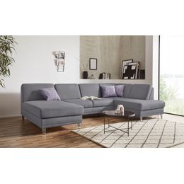 Sit & More Wohnlandschaft SIT & MORE "Clio U-Form", grau, B:319cm H:89cm T:190cm, Sofas, Wohnlandschaft, wahlweise mit Bettfunktion und Bettkasten, inklusive Federkern