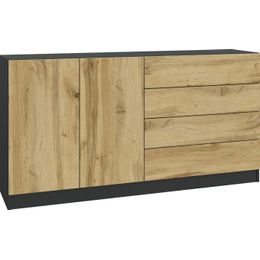 borchardt Möbel Sideboard BORCHARDT MÖBEL "Vaasa" Sideboards Gr. B/H/T: 152 cm x 79 cm x 35 cm, 4, 2, schwarz (schwarz matt, eichefarben wotan) Breite 152 cm