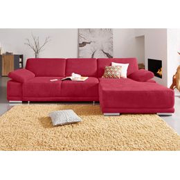 Sit & More Ecksofa SIT & MORE "Coria L-Form", rot, B:282cm H:80cm T:162cm, Kunstleder SOFTLUX;Struktur ( 100% Polyester);Struktur fein ( 90% Polyester; 10% Polyamid);Luxus-Microfaser ALTARA NUBUCK (100% Polyester), Sofas, Ecksofa, mit XL-Recamiere, wahlweise mit Bettfunktion