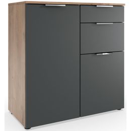 Kombikommode wimex "Level by fresh to go" Sideboards Gr. B/H/T: 81 cm x 84 cm x 41 cm, 2, schwarz (front graphit, korpus plankeneiche nachbildung) Kombikommoden 2-türig, mit 2 Schubladen und soft-close Funktion, 81cm breit