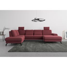 Sit & More Wohnlandschaft SIT & MORE "Cinturo U-Form", rot (bordeaux), B:345cm H:88cm T:226cm, Sofas, Wohnlandschaft, inklusive Sitztiefenverstellung und Federkern, Sitzh&ouml;he 45 cm