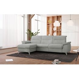 Sit & More Ecksofa SIT & MORE "Astoria L-Form", grau (hellgrau), B:260cm H:91cm T:175cm, 100% Polyester, Sofas, Ecksofa, wahlweise mit motorischer Relaxfunktion