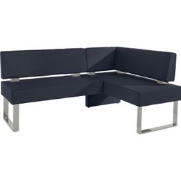 Eckbank Home Affaire "Rab", blau (dunkelblau (grand 4012), silberfarben), B:180cm H:88cm T:140cm, Polyester, Sitzbänke, in 2 Breiten (180 oder 200 cm), Bezug in verschiedenen Qualitäten