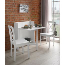 Klapptisch Home Affaire "Dinant", weiß (weiß, weiß, weiß), B:84cm T:76cm, Tische, Tisch, im Landhaus-Stil gehalten, platzsparend, einklappbar, Breite 84 cm