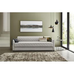 Schlafsofa "Ken", grau, B:224cm, 100% Polyester, ATLANTIC HOME COLLECTION, Sofas, Schlafsofa, mit Bettfunktion, inklusive Topper mit abnehmbarem Bezug, Topseller