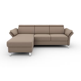 Sit & More Ecksofa SIT & MORE "Vincenzo L-Form", braun (macchiato), B:252cm H:84cm T:165cm, Sofas, Ecksofa, inklusive Kopfteilverstellung, wahlweise mit Bettfunktion, Bettkasten