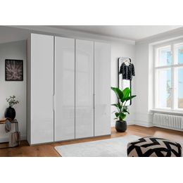 Falttürenschrank Wiemann "Monaco" Schränke Gr. B/H/T: 197,3 cm x 236 cm x 58 cm, 4 St., grau (kieselgrau, dekor, glas weiß) mit Glasfront sowie hochwertigen Beschlägen