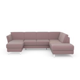 Sit & More Wohnlandschaft SIT & MORE "Visby U-Form", rosa (altrosa), B:303cm H:87cm T:213cm, Sofas, Wohnlandschaft, Wahlweise mit Bettfunktion und Stauraum, frei im Raum stellbar