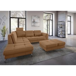 Sit & More Ecksofa SIT & MORE "Bendigo L-Form", braun (cappucino), B:258cm H:84cm T:226cm, Sofas, Ecksofa, inklusive Sitztiefenverstellung, Bodenfreiheit 12 cm, in 2 Fu&szlig;farben