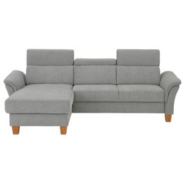 Ecksofa Home Affaire "Conville L-Form", grau, B:256cm H:84cm T:167cm, 100% Polyester, Sofas, Ecksofa, Federkern, wahlweise mit Bettfunktion und Bettkasten bzw. Stauraum