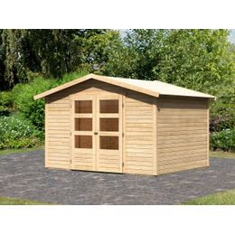 Gartenhaus Karibu "Carlberg 5" Gartenhäuser Gr. ohne Fußboden, ohne Dacheindeckung, beige (naturbelassen) Gartenhäuser aus Holz naturbelassen oder anthrazit