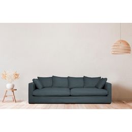 Big-Sofa Home Affaire "Coray", grau, B:266cm H:80cm T:113cm, 100% PES, Sofas, Big-Sofa, extra weich und kuschelig, F&uuml;llung mit Federn und Daunen