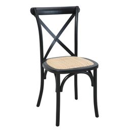 Rattanstuhl Sit Stühle Gr. B/H/T: 48 cm x 89 cm x 52 cm, 2 St., gepolsteter Sitz-mit Rattan-stapelbar + Massivholz, schwarz (schwarz, natur, schwarz) Holzstühle stapelbar