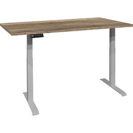 Mäusbacher Schreibtisch MÄUSBACHER "Big System Office" Tische Gr. B: 140 cm, silberfarben (silber, wildeiche trüffel, silber, trüffel) Schreibtische Breite 140 cm, elektrisch höhenverstellbar