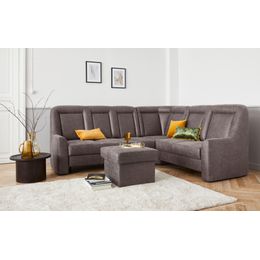 Sit & More Ecksofa SIT & MORE "Melissa L-Form", grau (anthrazit), B:257cm H:107cm T:217cm, 100% Polyester, Sofas, Ecksofa, klassisches Polsterprogramm, wahlweise Bettfunktion und Schubkasten