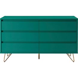 Kommode Salesfever Sideboards Gr. B/H/T: 120 cm x 70 cm x 40 cm, Grün/Gold, 6, grün (grün, gold) Kommode Haarnadelbeine aus Metall mit Messinglegierung