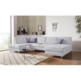 Sit & More Wohnlandschaft SIT & MORE "Clio U-Form", silber, B:319cm H:89cm T:190cm, Sofas, Wohnlandschaft, wahlweise mit Bettfunktion und Bettkasten, inklusive Federkern