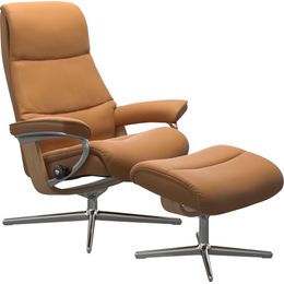 stressless Relaxsessel "View" Set, Relaxsessel mit Hocker, mit Hocker, mit Cross Base, Gr&ouml;&szlig;e S, M & L, Holzakzent Eiche