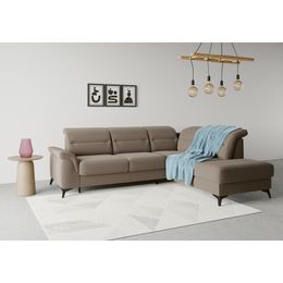 Sit & More Ecksofa SIT & MORE "Sinatra L-Form", grau (taupe), B:251cm H:85cm T:220cm, 90% Polyester, 10% Polyamid, Sofas, Ecksofa, mit Ottomane, optional mit Kopfteilverstellung und Armteilfunktion