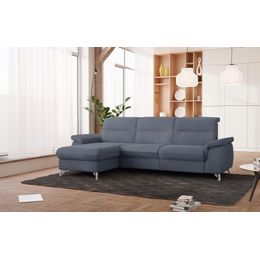 Sit & More Ecksofa SIT & MORE "Astoria L-Form", blau (graublau), B:260cm H:91cm T:175cm, 100% Polyester, Sofas, Ecksofa, wahlweise mit motorischer Relaxfunktion