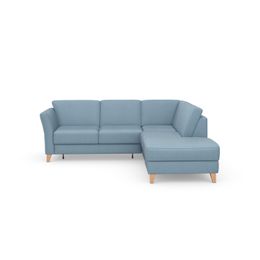 Sit & More Ecksofa SIT & MORE "Visby L-Form", blau (hellblau), B:248cm H:87cm T:213cm, Sofas, Ecksofa, Wahlweise mit Bettfunktion und Stauraum, frei im Raum stellbar