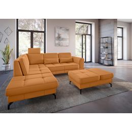 Sit & More Ecksofa SIT & MORE "Bendigo L-Form", gelb (curry), B:258cm H:84cm T:226cm, Sofas, Ecksofa, inklusive Sitztiefenverstellung, Bodenfreiheit 12 cm, in 2 Fu&szlig;farben