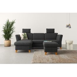 Ecksofa Home Affaire "Trelleborg L-Form", grau (anthrazit), B:249cm H:86cm T:162cm, 100% Polyester, Sofas, Ecksofa, Federkern-Polsterung, wahlweise mit Bettfunktion und Bettkasten