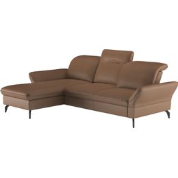 Sit & More Ecksofa SIT & MORE "Leandro L-Form", braun (haselnuss), B:267cm H:88cm T:200cm, 100% Polyester, Sofas, Ecksofa, Wahlweise mit Bett-, Kopfteil - und Armlehnfunktion, sowie Bettkasten