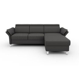 Sit & More Ecksofa SIT & MORE "Vincenzo L-Form", grau (anthrazit), B:252cm H:84cm T:165cm, Sofas, Ecksofa, inklusive Kopfteilverstellung, wahlweise mit Bettfunktion, Bettkasten
