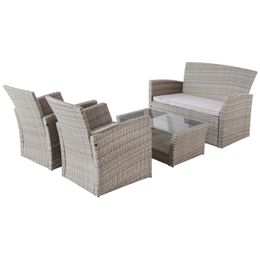 Gartenlounge-Set My Flair Sitzmöbel-Sets grau (hellgrau, hellgrau, hellgrau) 1 Sofa, 2 Sessel, Tisch