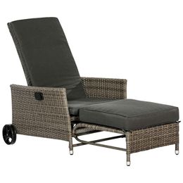 Gartensessel Merxx "Komfort Deckchair" Sessel Gr. B/H/T: 175 cm x 105 cm x 68 cm, grau Gartensessel StahlKunststoff, inkl. Auflagen