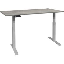 Mäusbacher Schreibtisch MÄUSBACHER "Big System Office" Tische Gr. B: 120 cm, silberfarben (silber, beton, silber, beton) Schreibtische Breite 120 cm, elektrisch höhenverstellbar