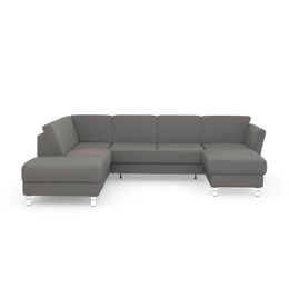 Sit & More Wohnlandschaft SIT & MORE "Visby U-Form", grau, B:303cm H:87cm T:213cm, Sofas, Wohnlandschaft, Wahlweise mit Bettfunktion und Stauraum, frei im Raum stellbar