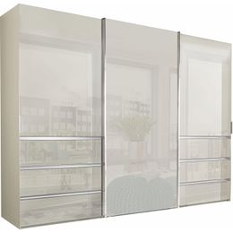 Schwebetürenschrank Wiemann "Malibu, stilvolles Design, Made in Germany" Schränke Gr. B/H/T: 250 cm x 217 cm x 67 cm, 3 St., beige (champagner, champagnerglas) Schranksysteme und Schrankserien mit Glasfront, in verschiedenen Breiten, Schubladen Selbsteinzug