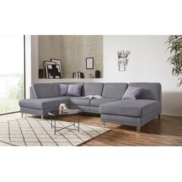 Sit & More Wohnlandschaft SIT & MORE "Clio U-Form", grau, B:319cm H:89cm T:190cm, Sofas, Wohnlandschaft, wahlweise mit Bettfunktion und Bettkasten, inklusive Federkern