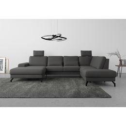 Sit & More Wohnlandschaft SIT & MORE "Cinturo U-Form", grau (anthrazit), B:345cm H:88cm T:226cm, Sofas, Wohnlandschaft, inklusive Sitztiefenverstellung und Federkern, Sitzh&ouml;he 45 cm