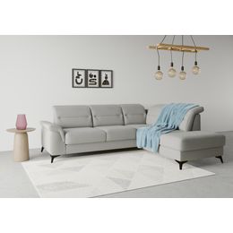 Sit & More Ecksofa SIT & MORE "Sinatra L-Form", silber, B:251cm H:85cm T:220cm, 90% Polyester, 10% Polyamid, Sofas, Ecksofa, mit Ottomane, optional mit Kopfteilverstellung und Armteilfunktion